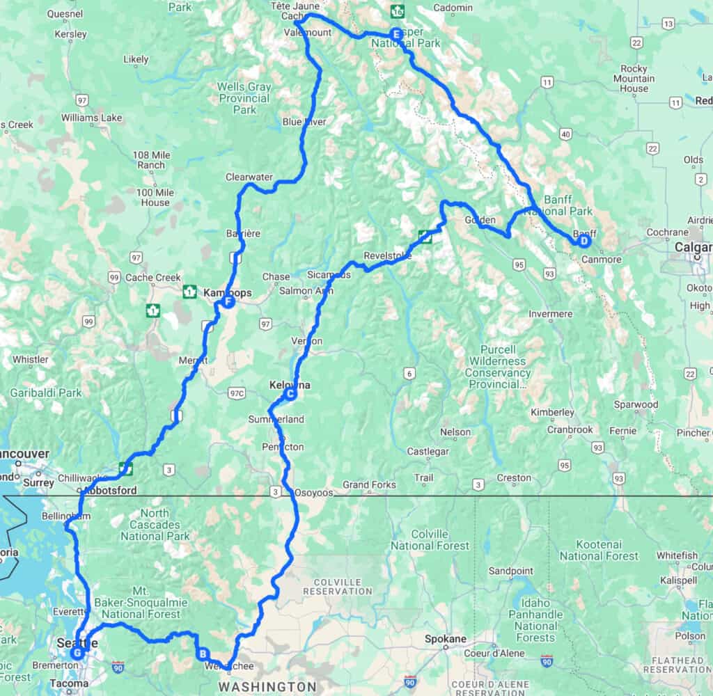 Seattle to Banff Road Trip with Itinerary and Map (2025 Guide)